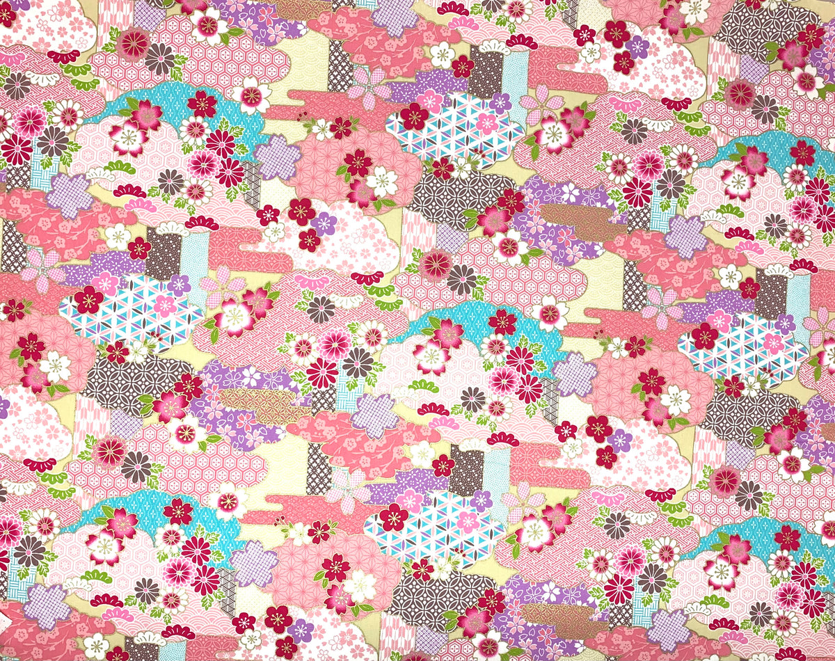 Japanese Pink Floral fabric – Vintage High Street